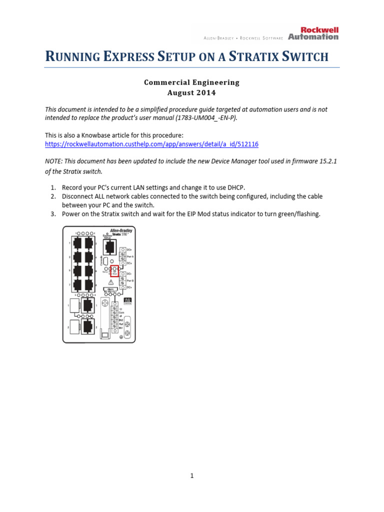 Stratix Switches Express Setup | PDF | Network Switch | Telecommunications