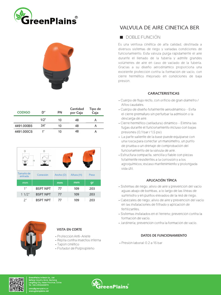 No Usar - Valv. de Aire Cinetica Ber - Honguito - Ficha Editada | PDF