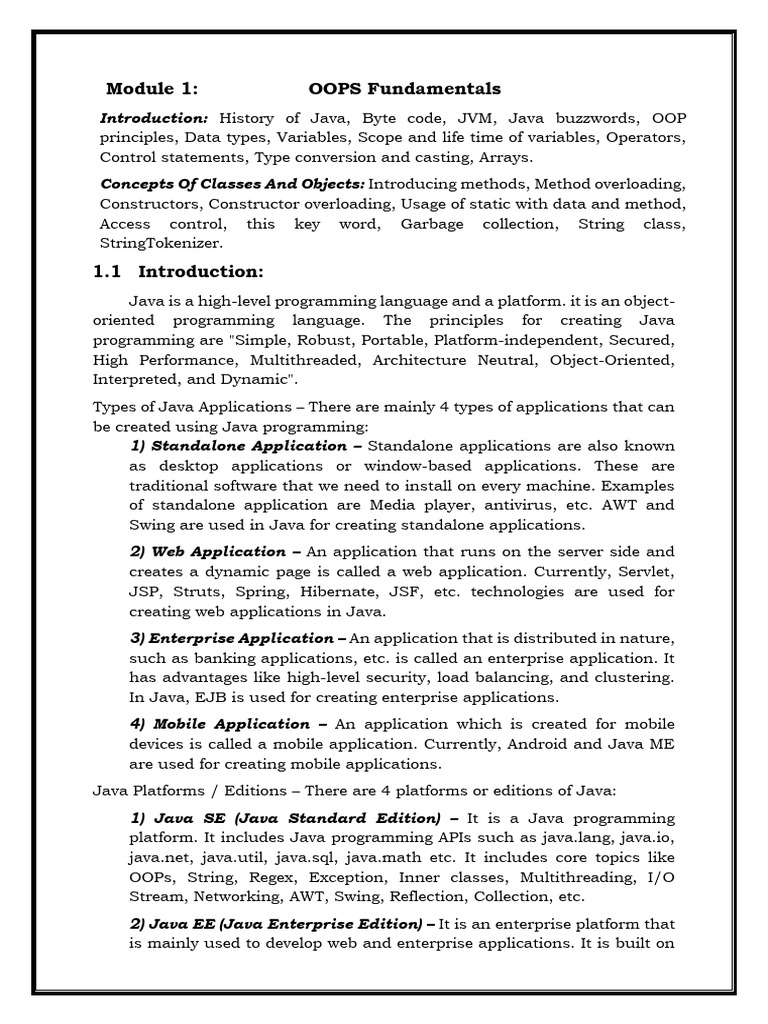 OOPJ-Module1 Material | PDF | Programming | Constructor (Object ... OOPJ-Module1 Material | PDF | Programming | Constructor (Object ...