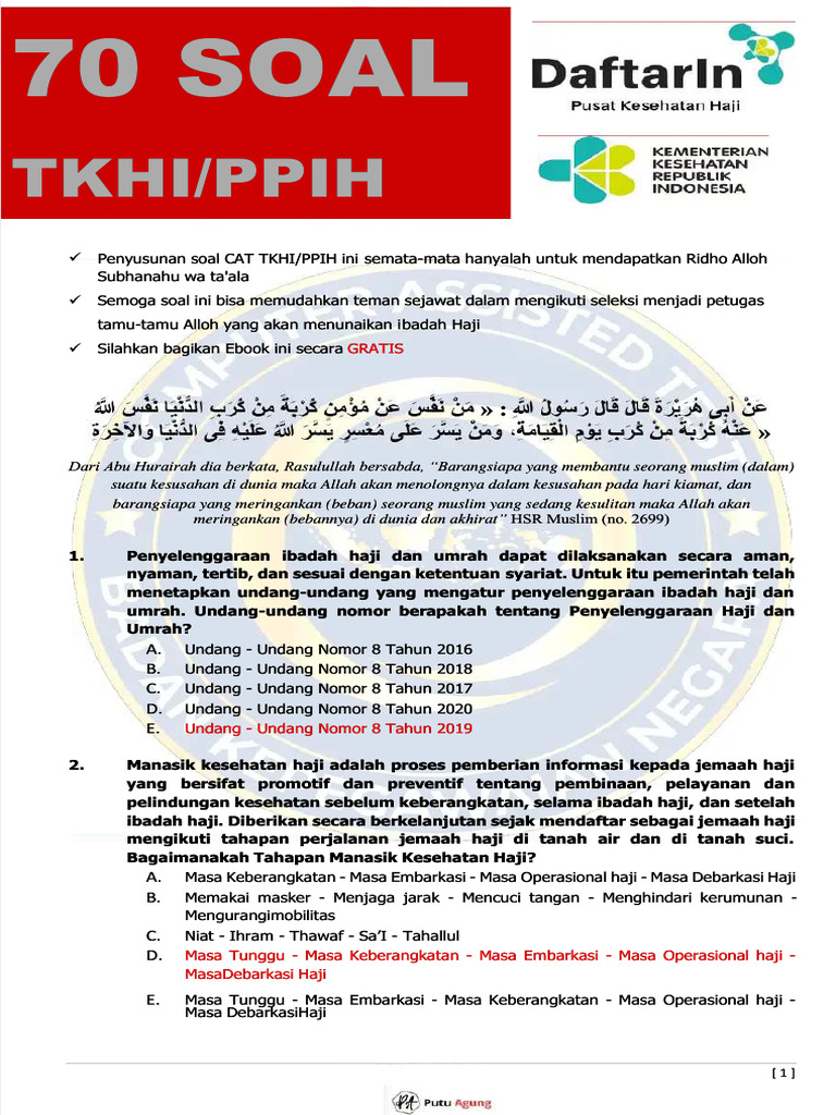 PDF Soal Tkhi Dan Ppih Update Disertai Kunci Jawaban - Compress | PDF