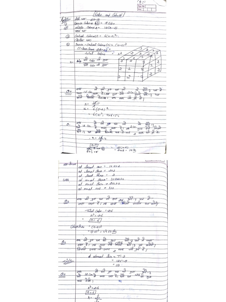 Cube & Cuboid Hindi ClassNotes | PDF