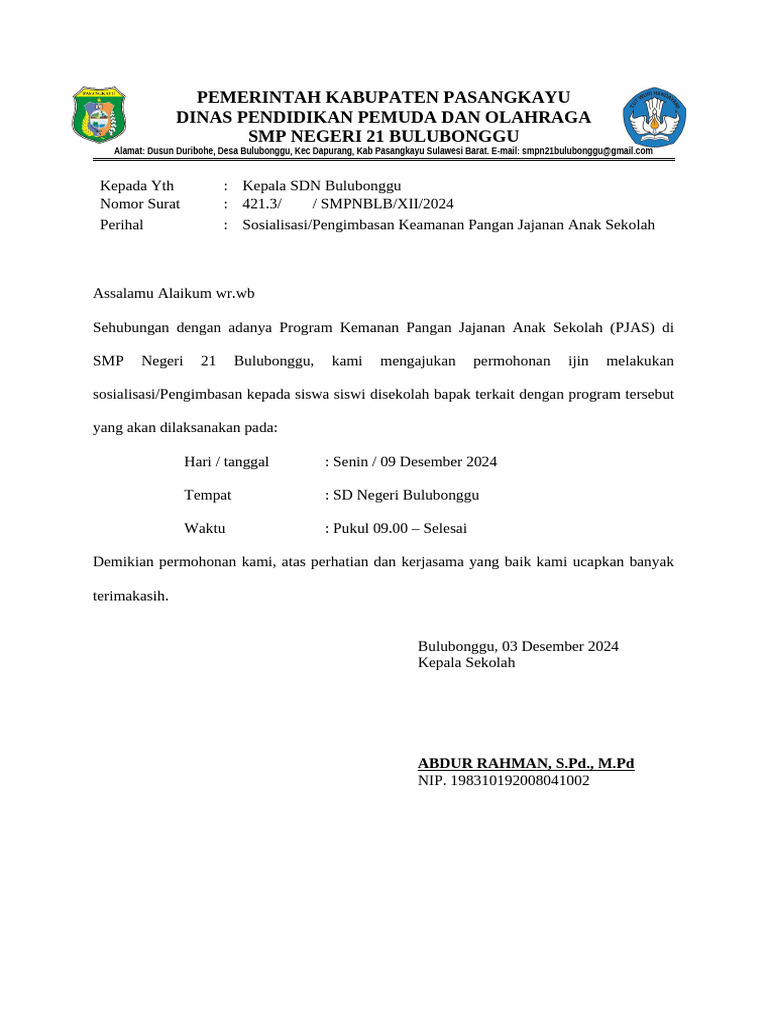 Sosialisasi Keamanan Pangan Sekolah | PDF