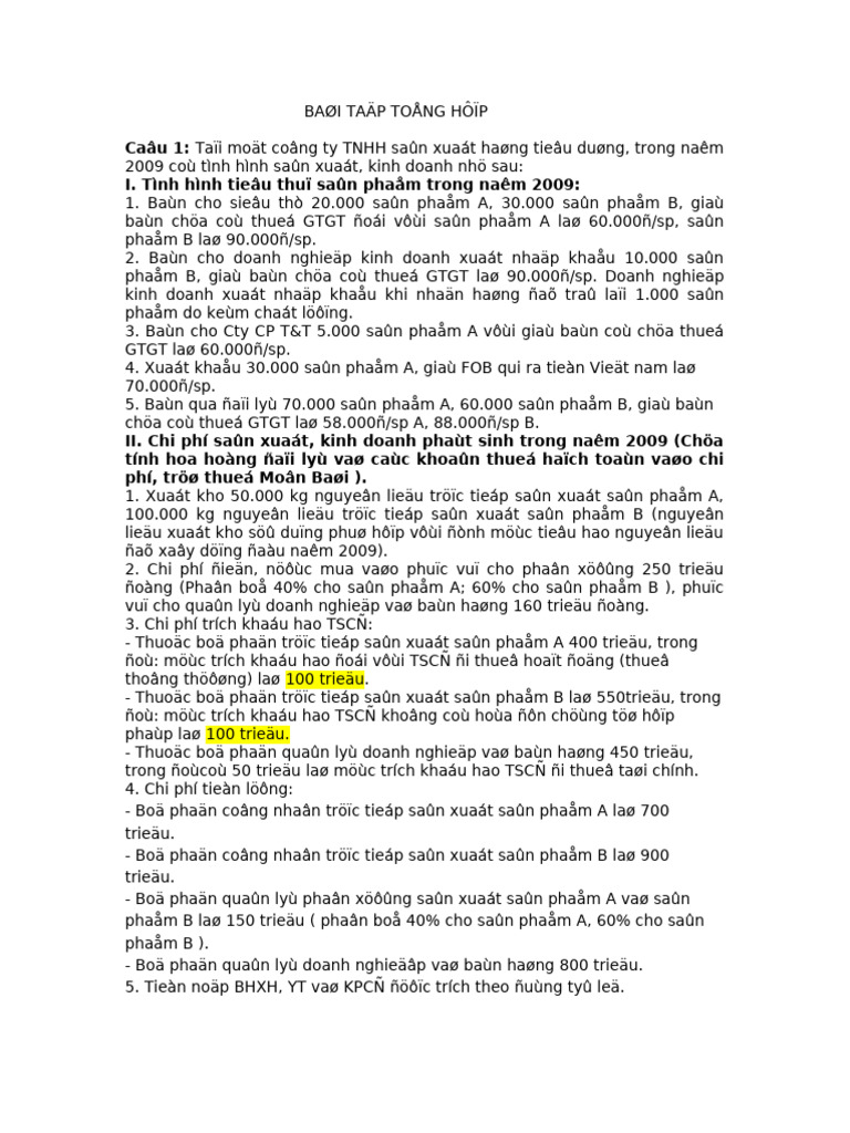 Bai Tap Tong Hop | PDF