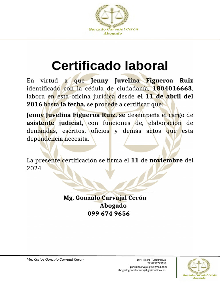 Certificado Laboral | PDF