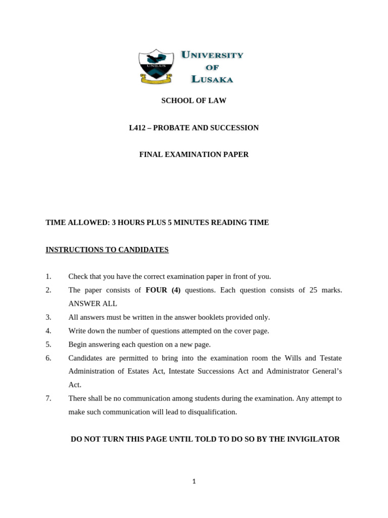 Probate and Succession Law - Final Exam | PDF