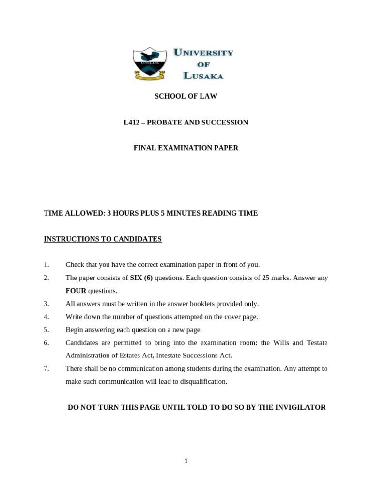 Probate and Succession Law - Final Exam | PDF | Probate | Executor