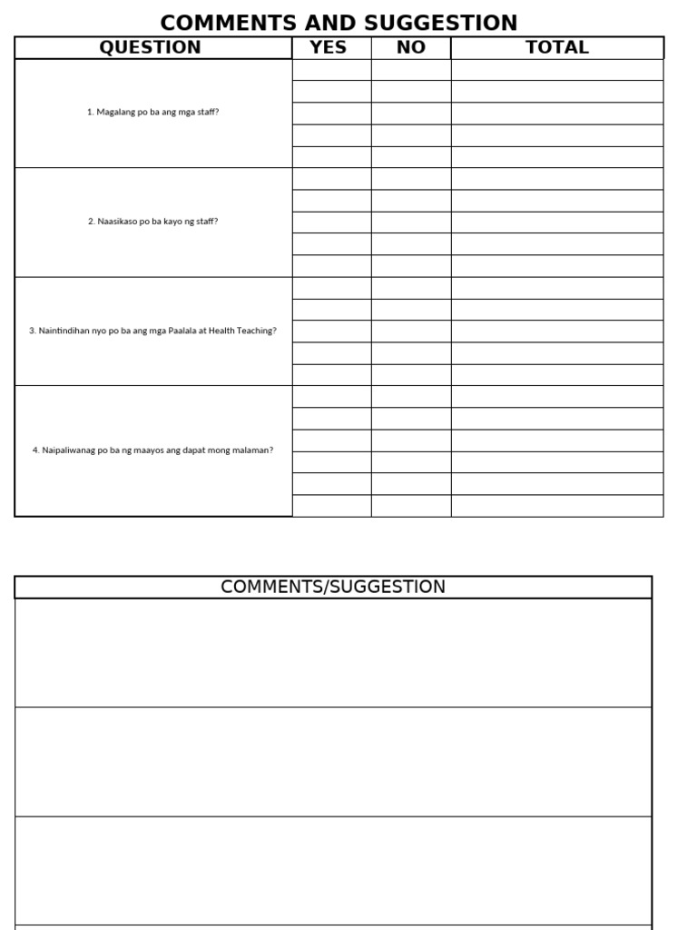 Comments and Suggestion | PDF