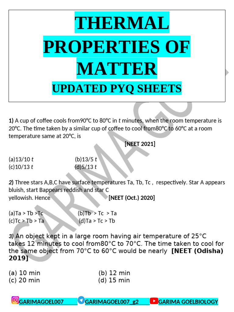 Thermal Properties of Matter | PDF | Heat | Temperature