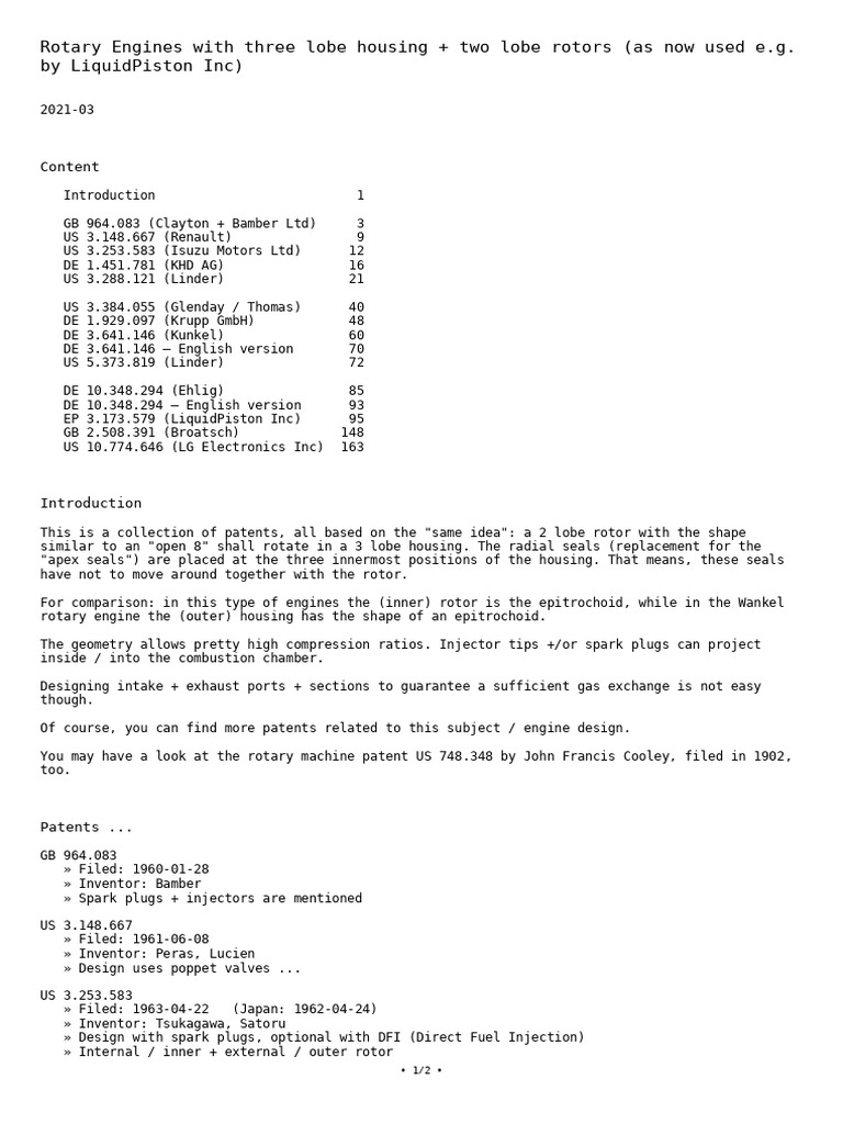 Rotary Engines With Three Lobe Housing T | PDF | Engines | Internal ...
