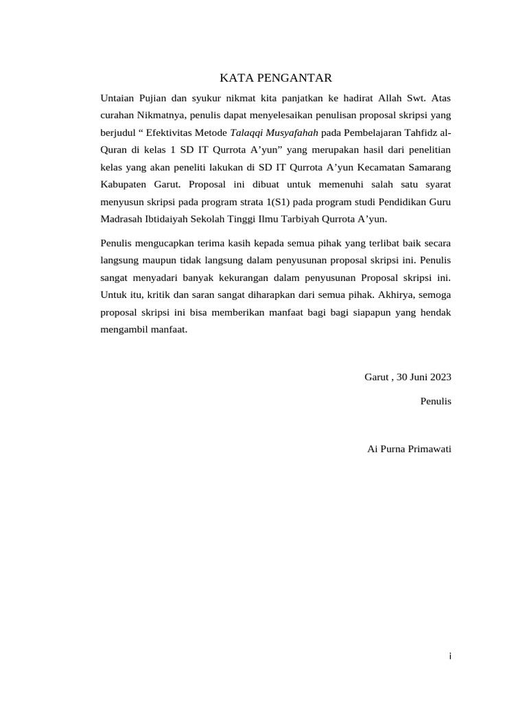 Contoh Kata Pengantar Skripsi | PDF