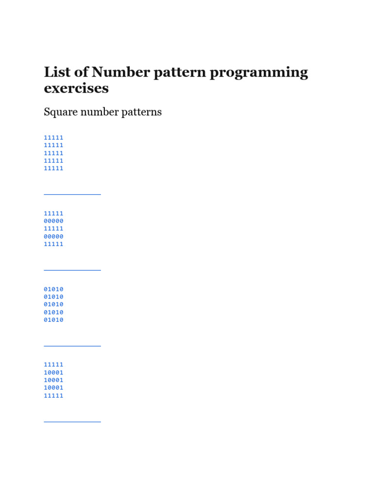 number pattern exercises | PDF