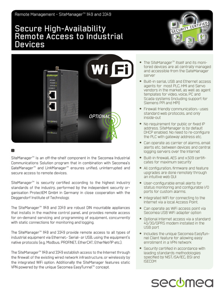 SiteManager 1149-3349 Brochure | PDF | Wi Fi | Computer Network