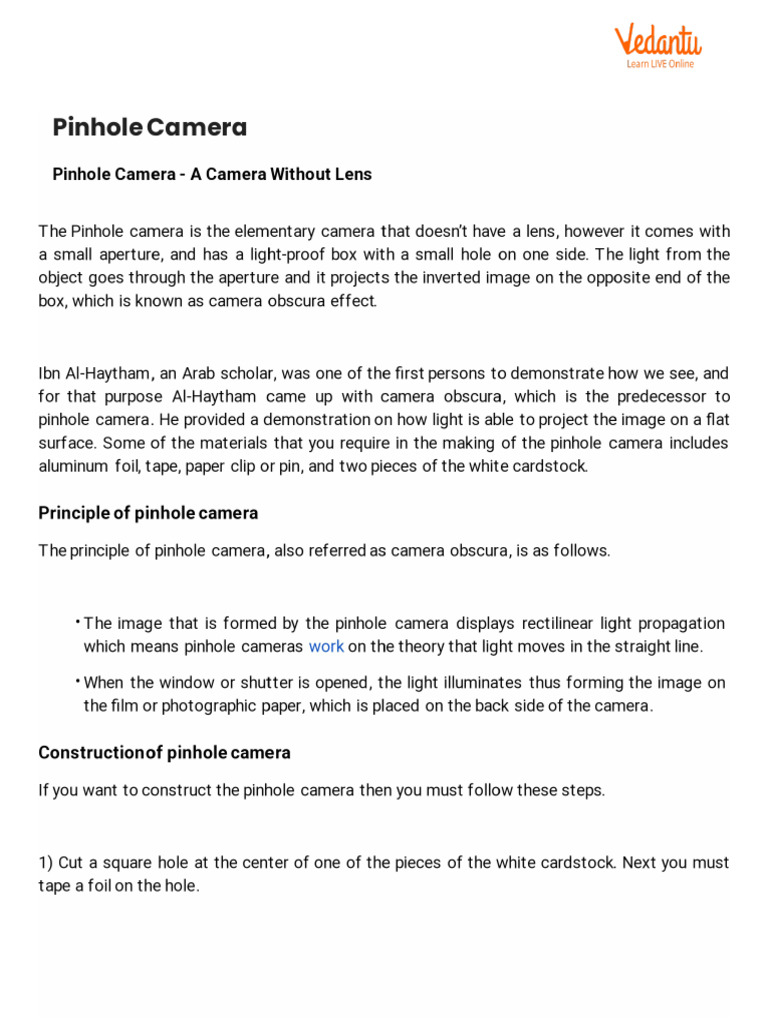 Pinhole Camera | PDF