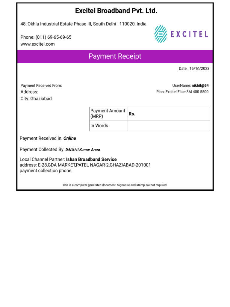 Oct-Dec 2023 Internet Bill | PDF
