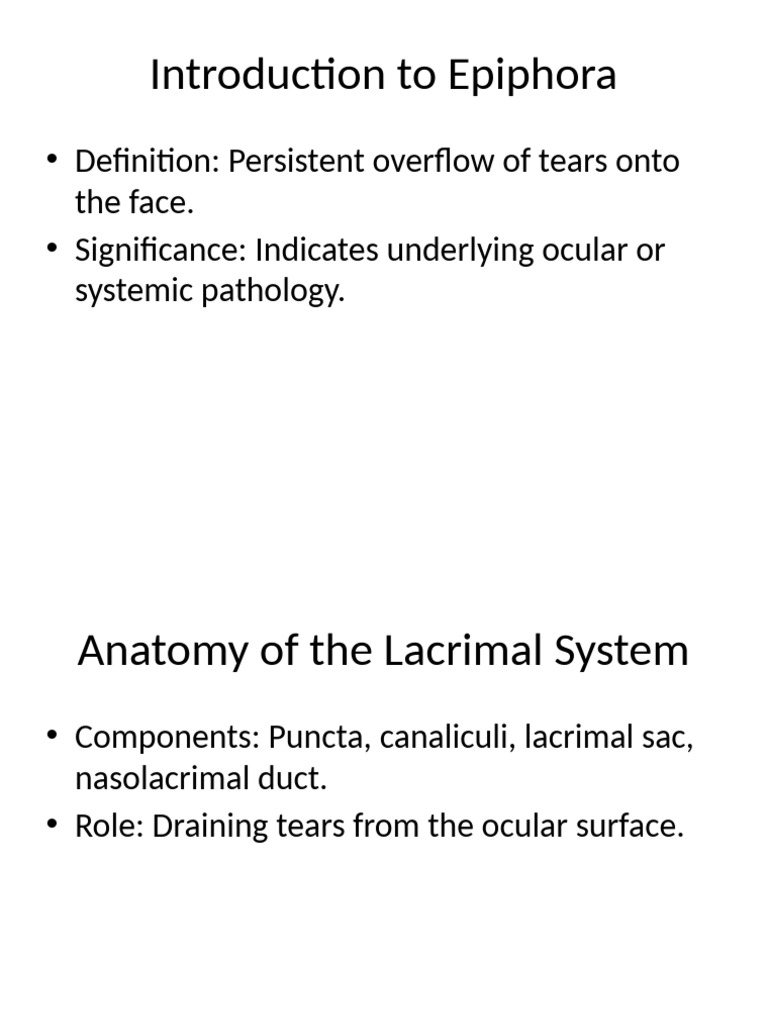 Understanding Epiphora and NLDO Management | PDF | Surgery | Medical ...