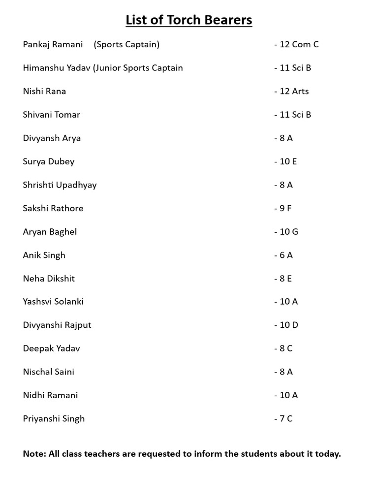 School Sports Torch Bearers | PDF