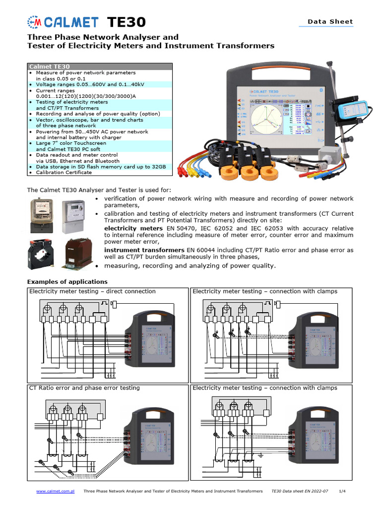 TE30 Three Phase Working Standard Data Sheet EN | PDF | Calibration ...