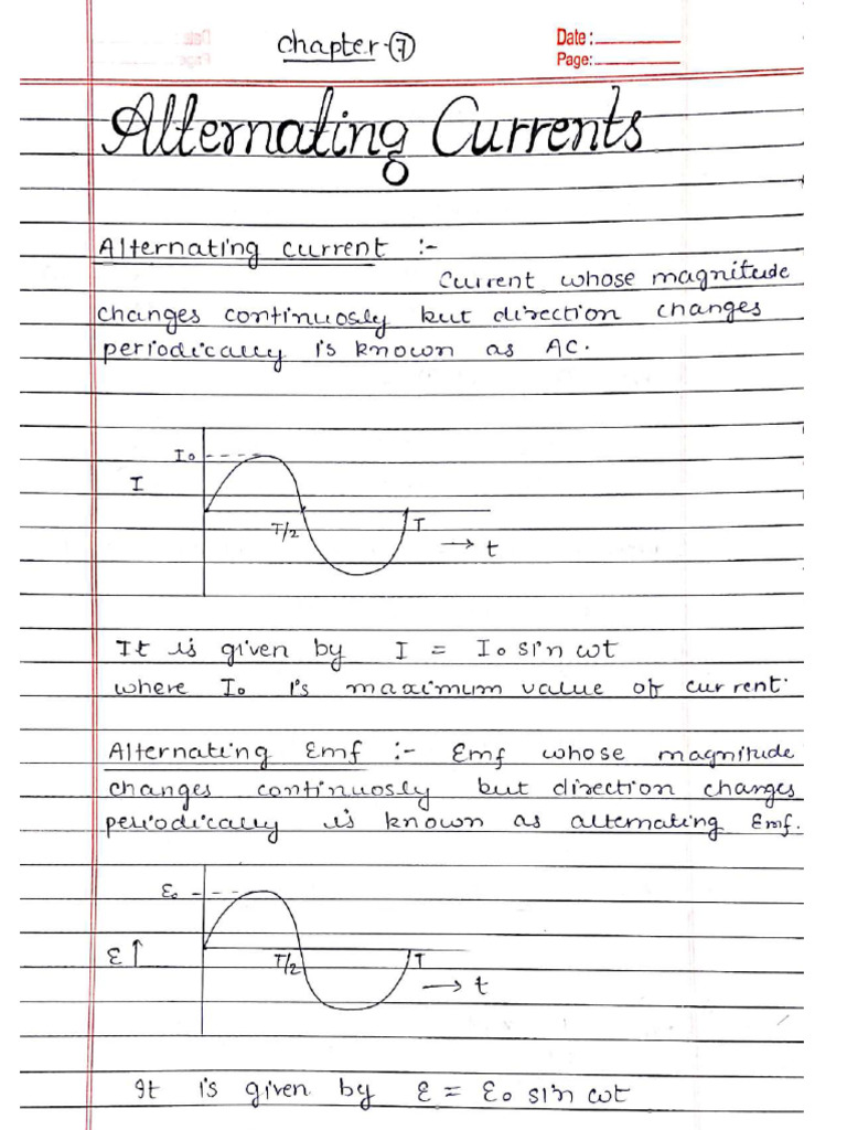 Alternating Current Class 12th Physics Notes | PDF