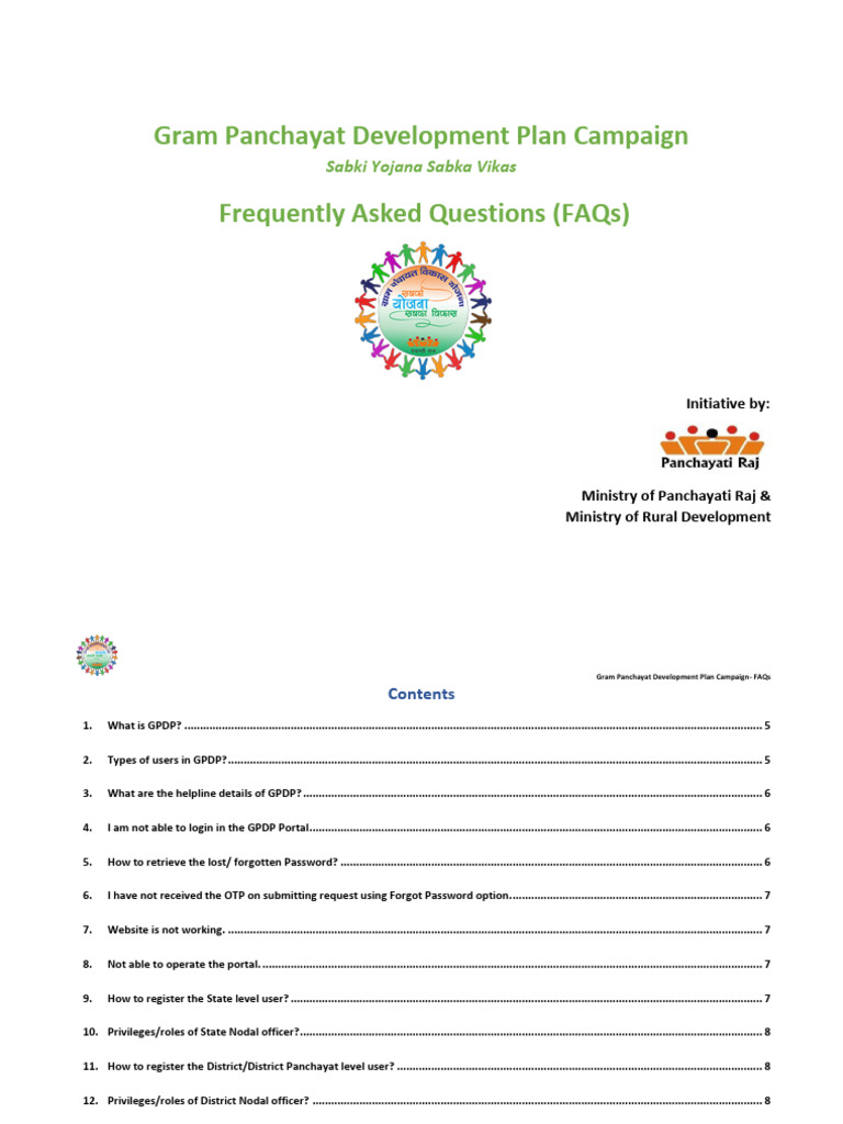 Gram Panchayat Development Plan Campaign - FAQ - 1569320290732 | PDF ...
