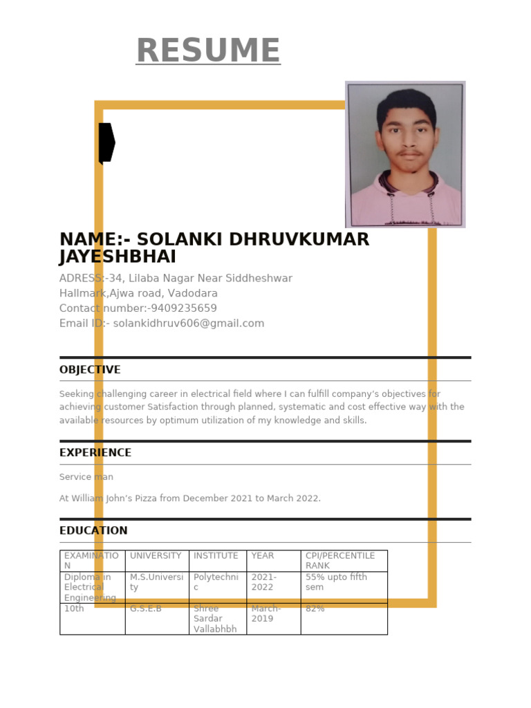 Dhruvkumar Resume | PDF