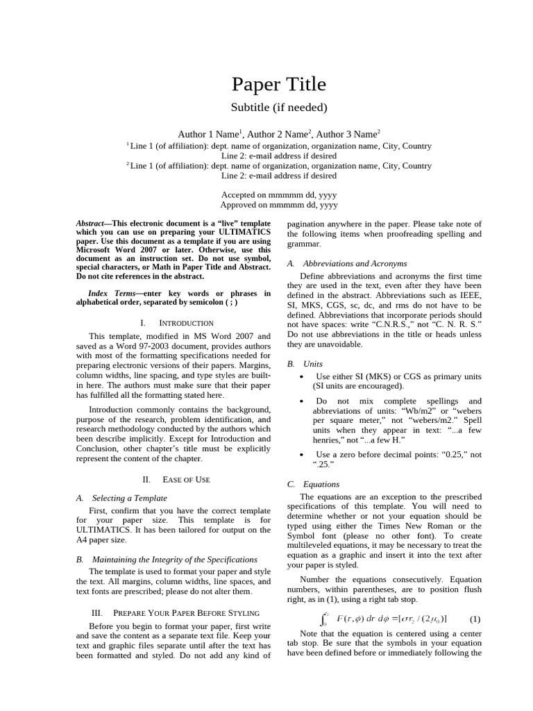ULTIMATICS Paper Formatting Guide | PDF | Bracket | Text