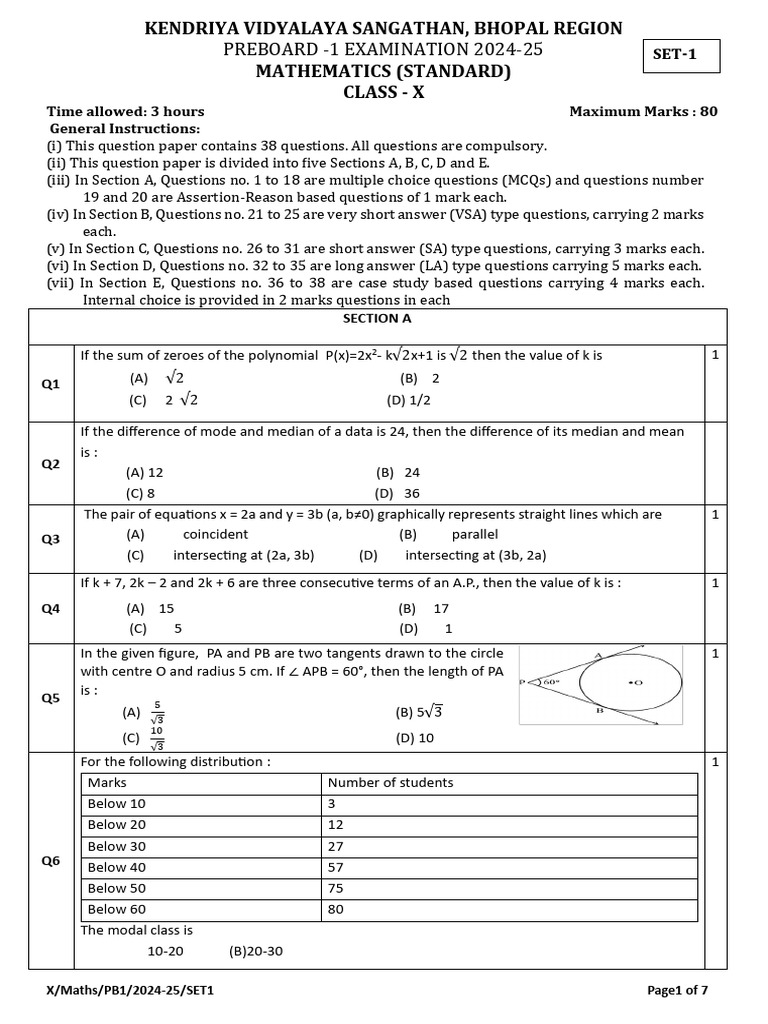 X MATHS QP 1 Unlocked | PDF | Circle | Triangle