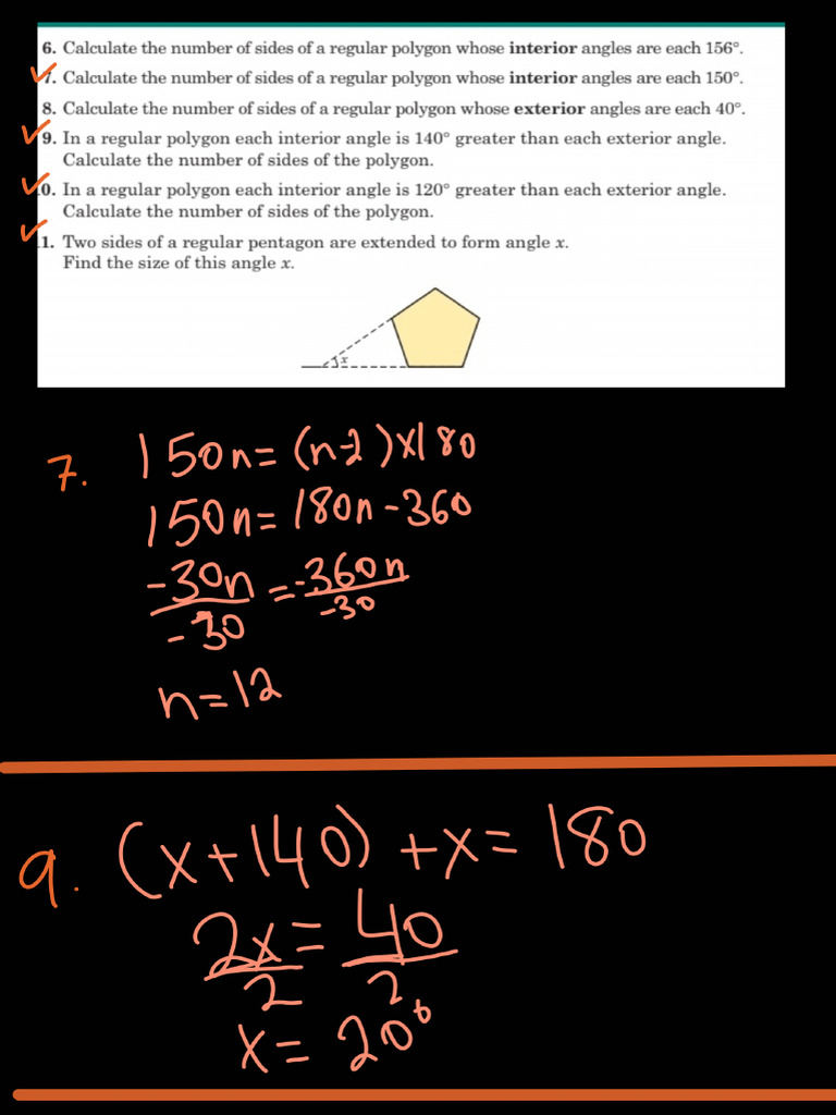 Polygons Angles Examples Solved | PDF