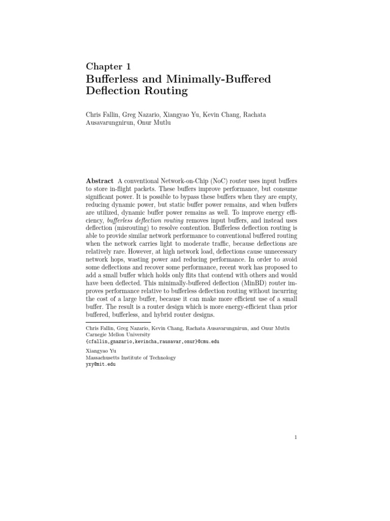 Bufferless and Minimally Buffered Deflection Routing Springer14 | PDF | Routing | Router (Computing)