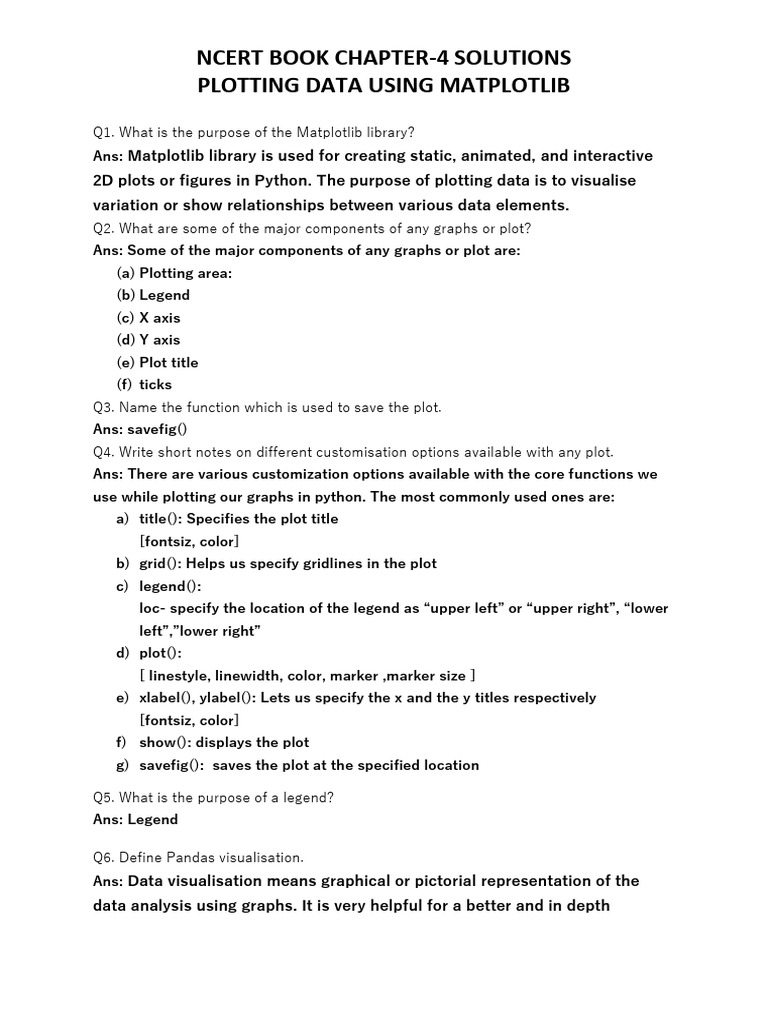 Ncert Plotting Ch 4 Ex Solutons Pdf Computing