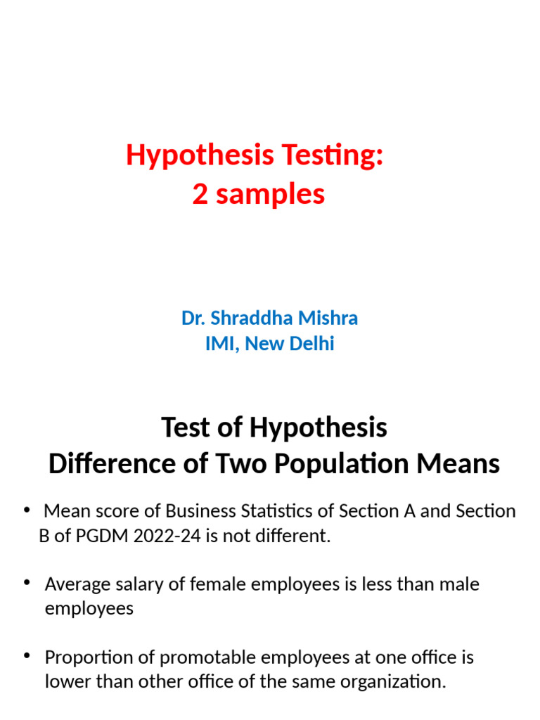 Hypothesis-Test - 2 Samples | PDF | Standard Deviation | P Value