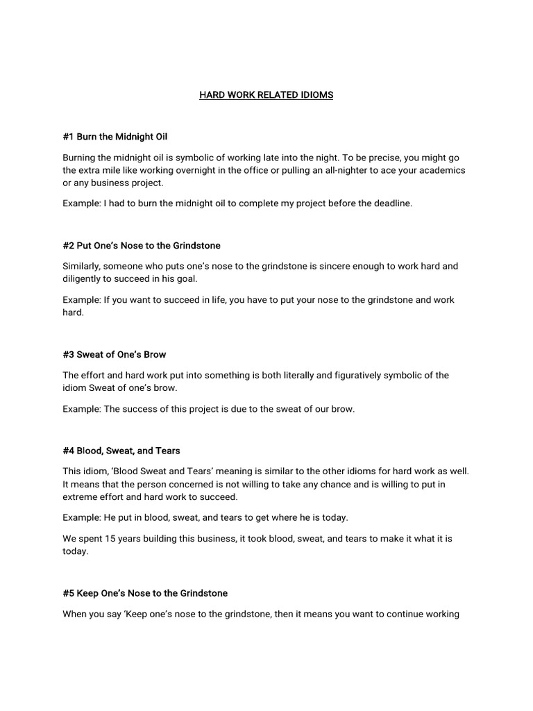 HARD WORK_IDIOM and ADJECTIVESPDF_241218_171531 | PDF