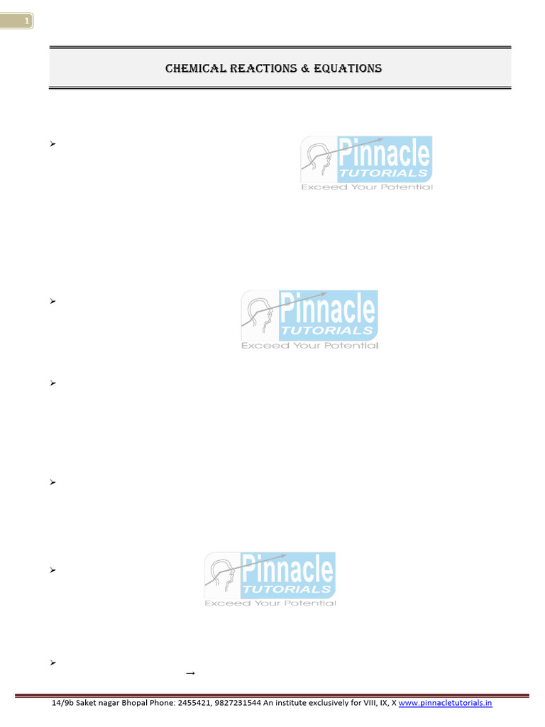 Chemical Reactions & Equations - Y9zychaaxcjekrds3ane | PDF | Redox | Rust
