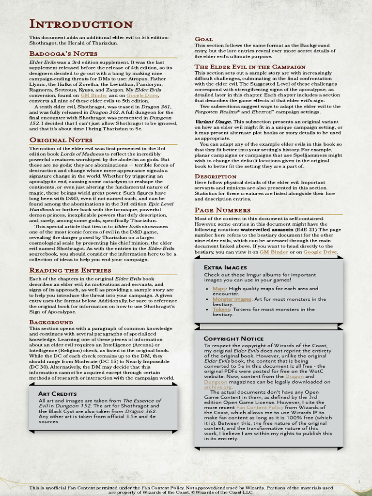 Elder Evils 5e - Shothragot | PDF | Gary Gygax Games | Dungeons & Dragons