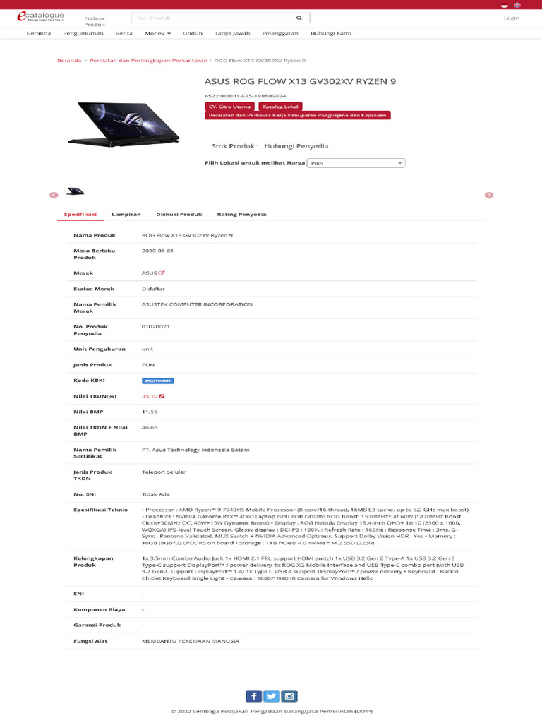 FireShot Capture 731 - ROG Flow X13 GV302XV Ryzen 9 - E-Katalog 5.0 - E-Katalog - Lkpp.go - Id | PDF