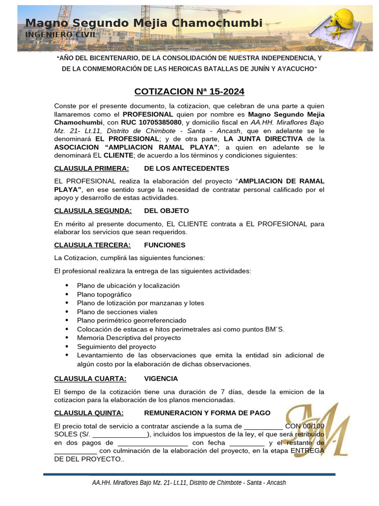 cotizacion magno mejia | PDF