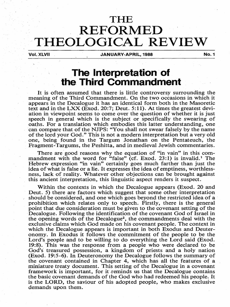 Harman 1988 The Interpretation of The Third Commandment | PDF | Ten Commandments | Book Of ...