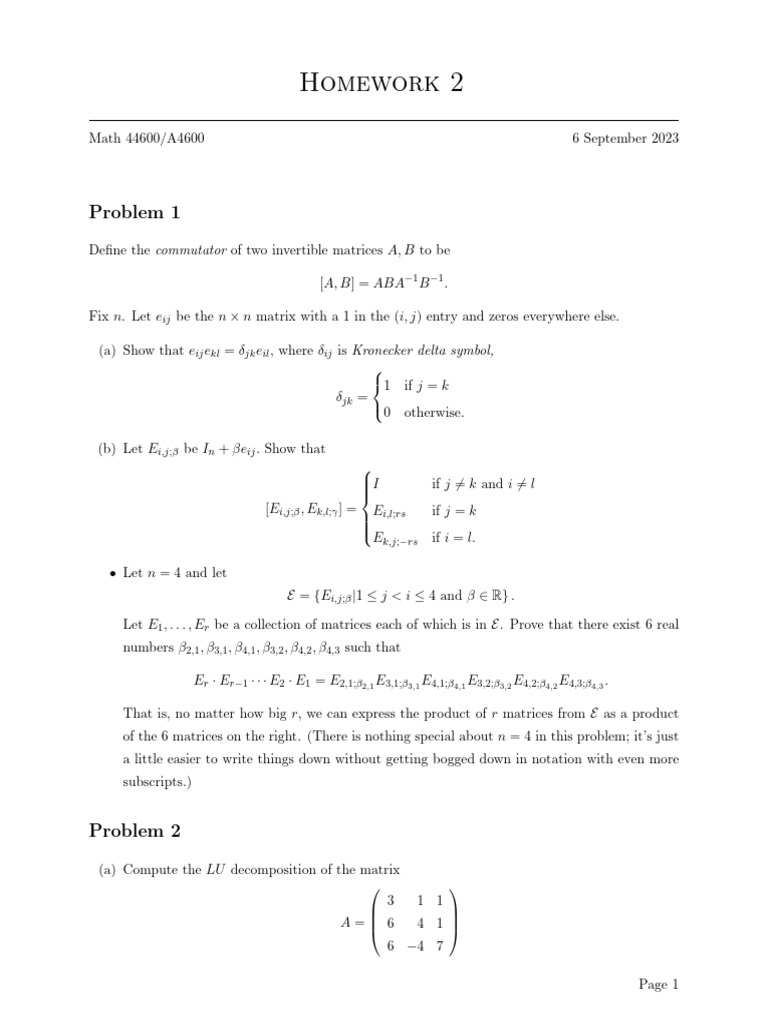 hw2 | PDF | Matrix (Mathematics) | Mathematical Objects