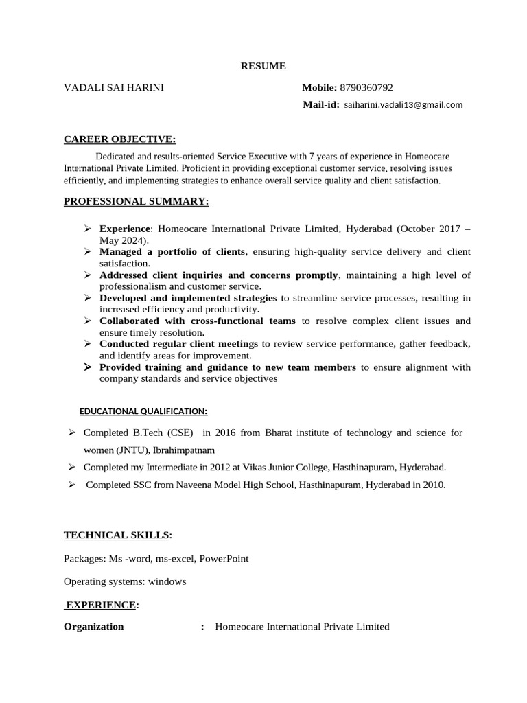 Harini New Resume | PDF | Business