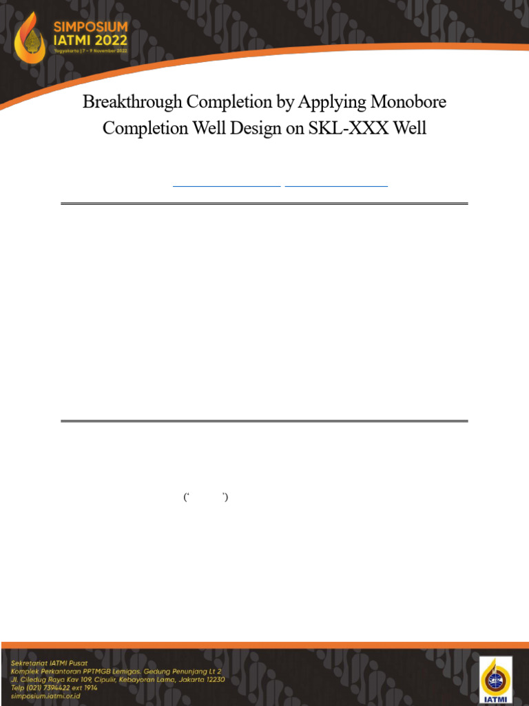 Monobore Completion for Oil Optimization | PDF | Casing (Borehole ...
