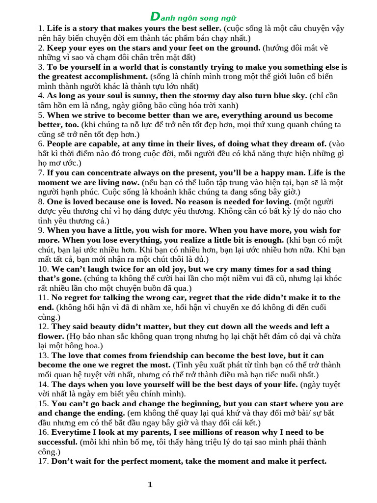 Danh Ngon Song Ngu | PDF