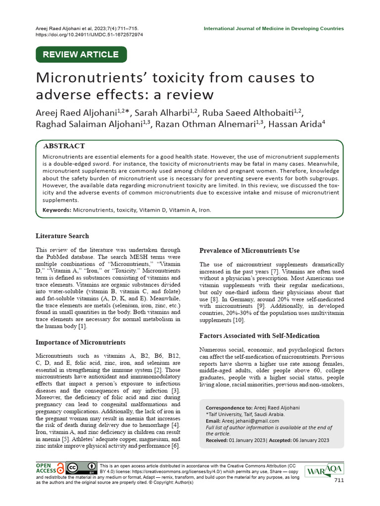 Micronutrients Toxicity From Causes To Adverse Effects: A Review | PDF ...
