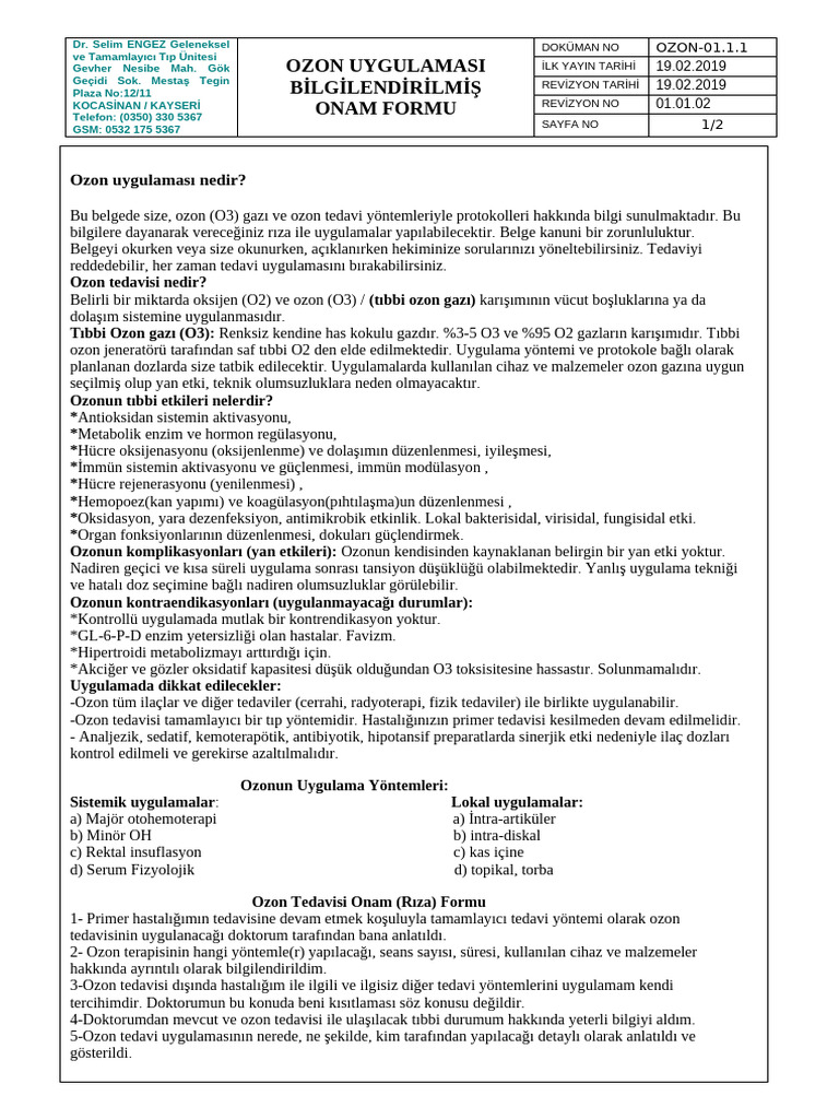 1 - Ozon Uygulamasi Bi̇lgi̇lendi̇ri̇lmi̇ş Onam Formu | PDF