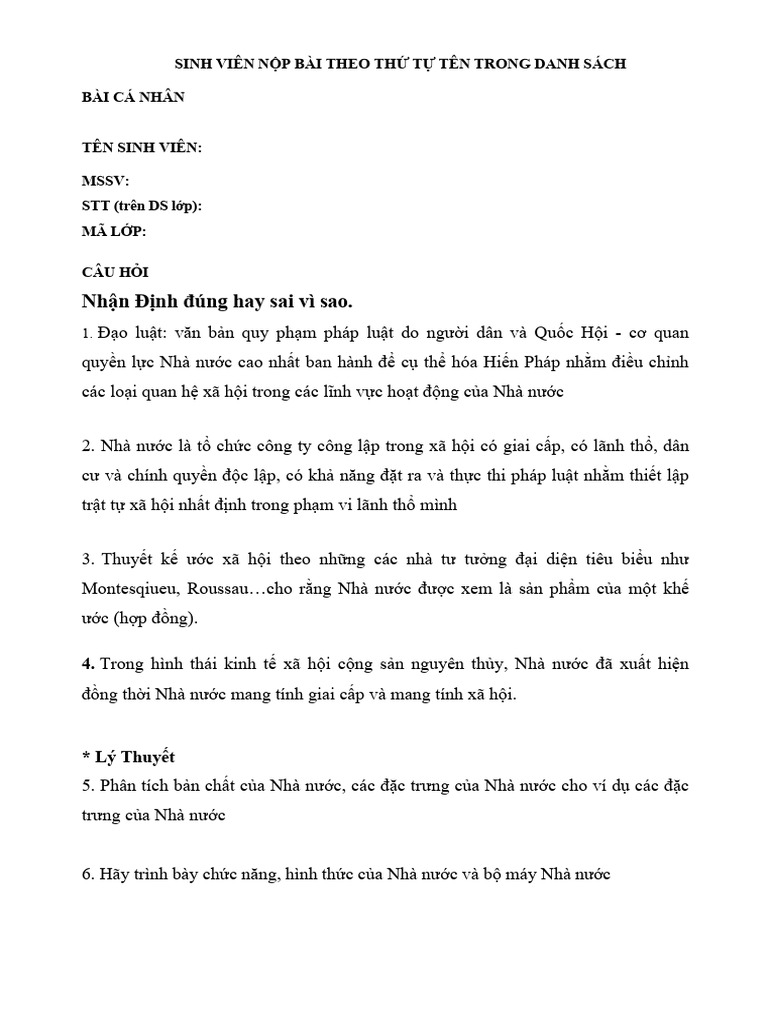 Bài KT số 1 PLDC | PDF