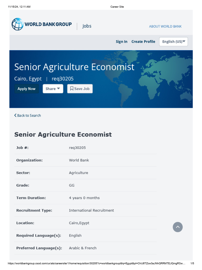 World Bank Agricultural Economist Job Ad | PDF | Agriculture | World ...