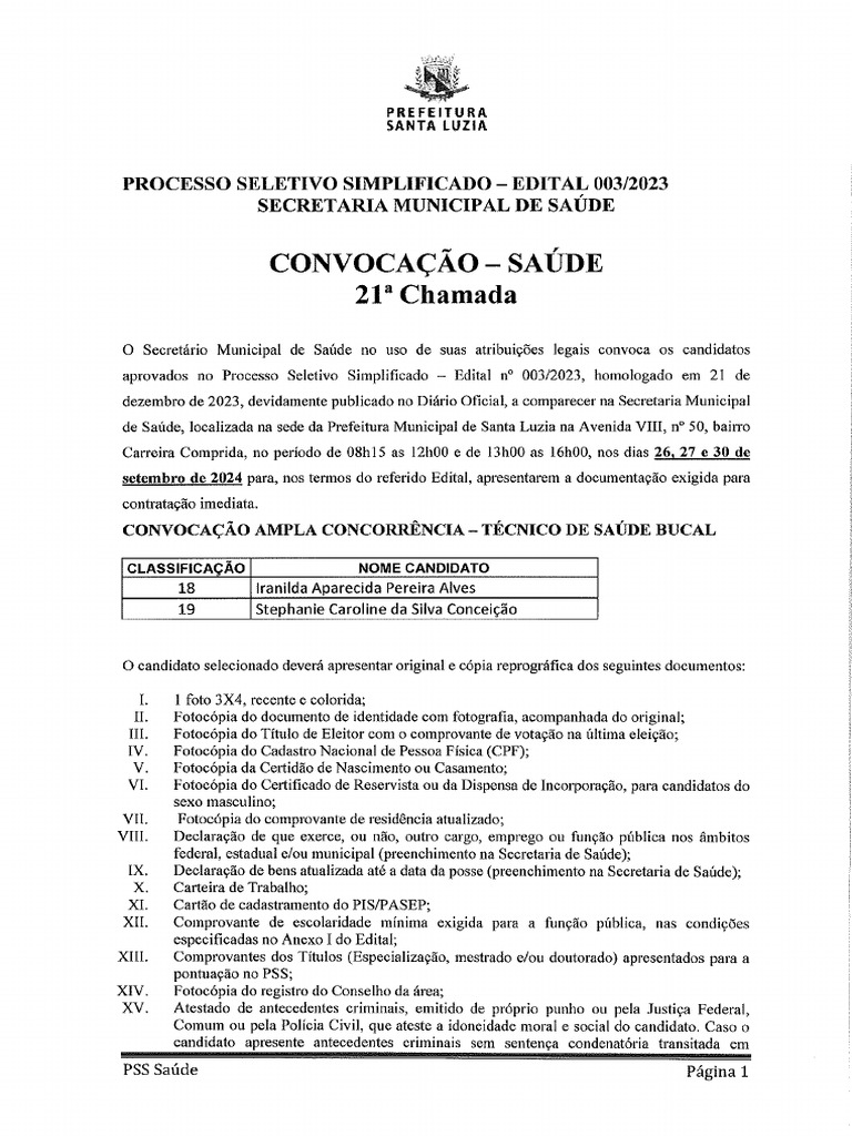 21 Chamada PSS 003.2023 | PDF