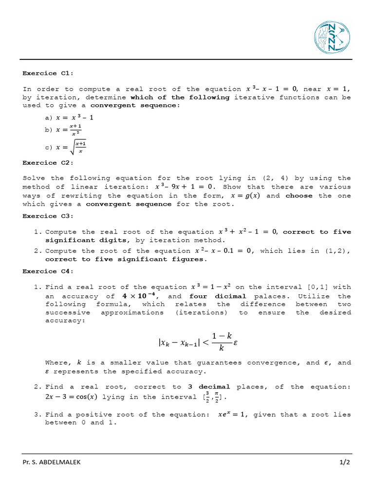 GW 4 Solution NA | PDF | Equations | Numerical Analysis