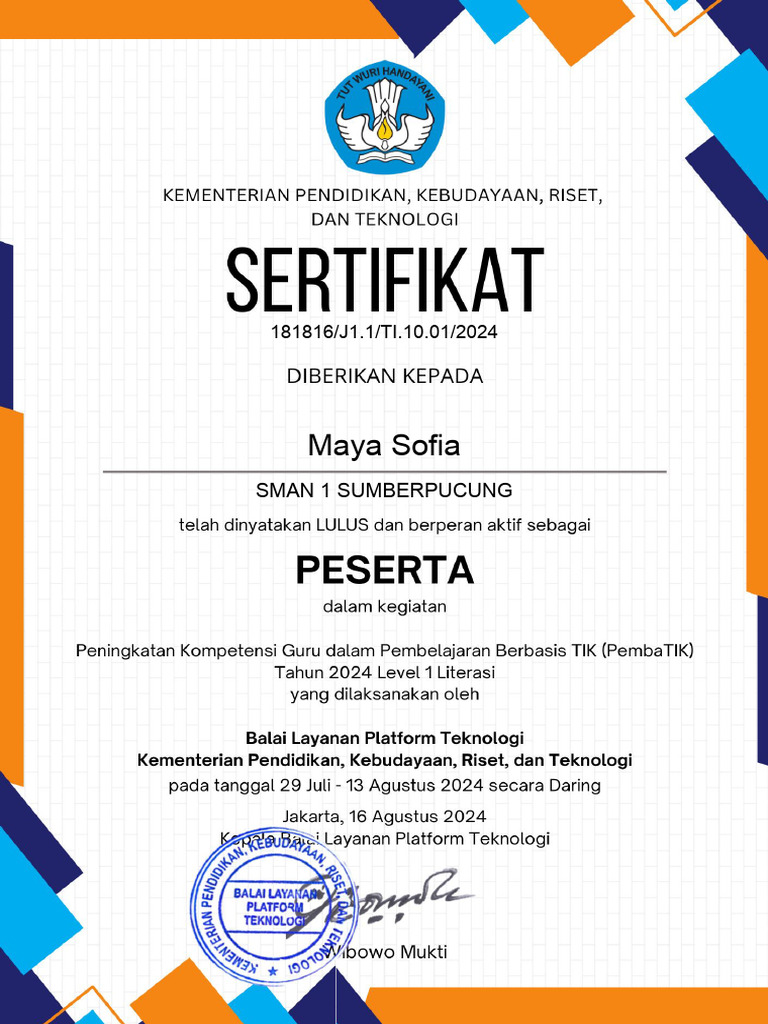 Sert Pembatik Level 1 - 2024 | PDF