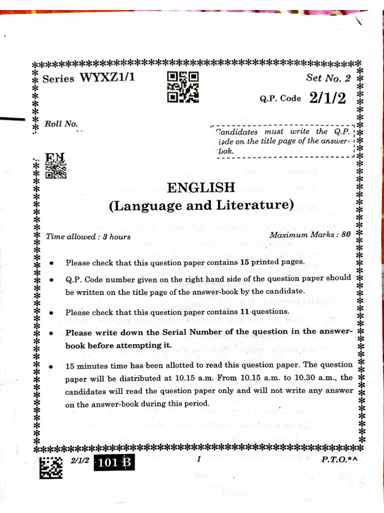 Class 10 Board Exam Question Paper | PDF