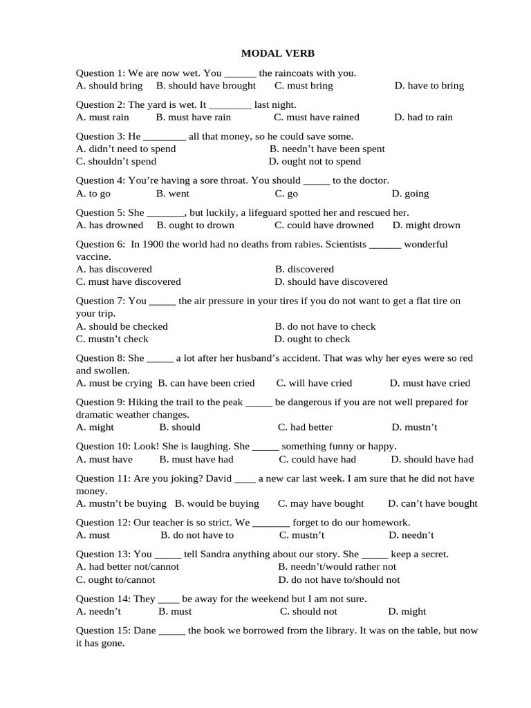 MODAL VERB - Practice 1 | PDF