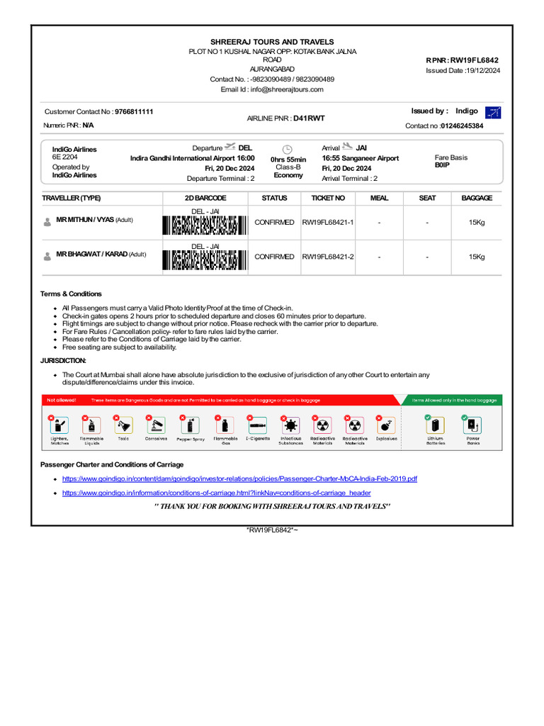 IndiGo Flight Booking Confirmation | PDF | Transport | Civil Aviation